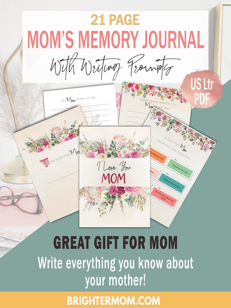 Journal for Mom Printable | Memory Journal | Writing Journal for Women ...