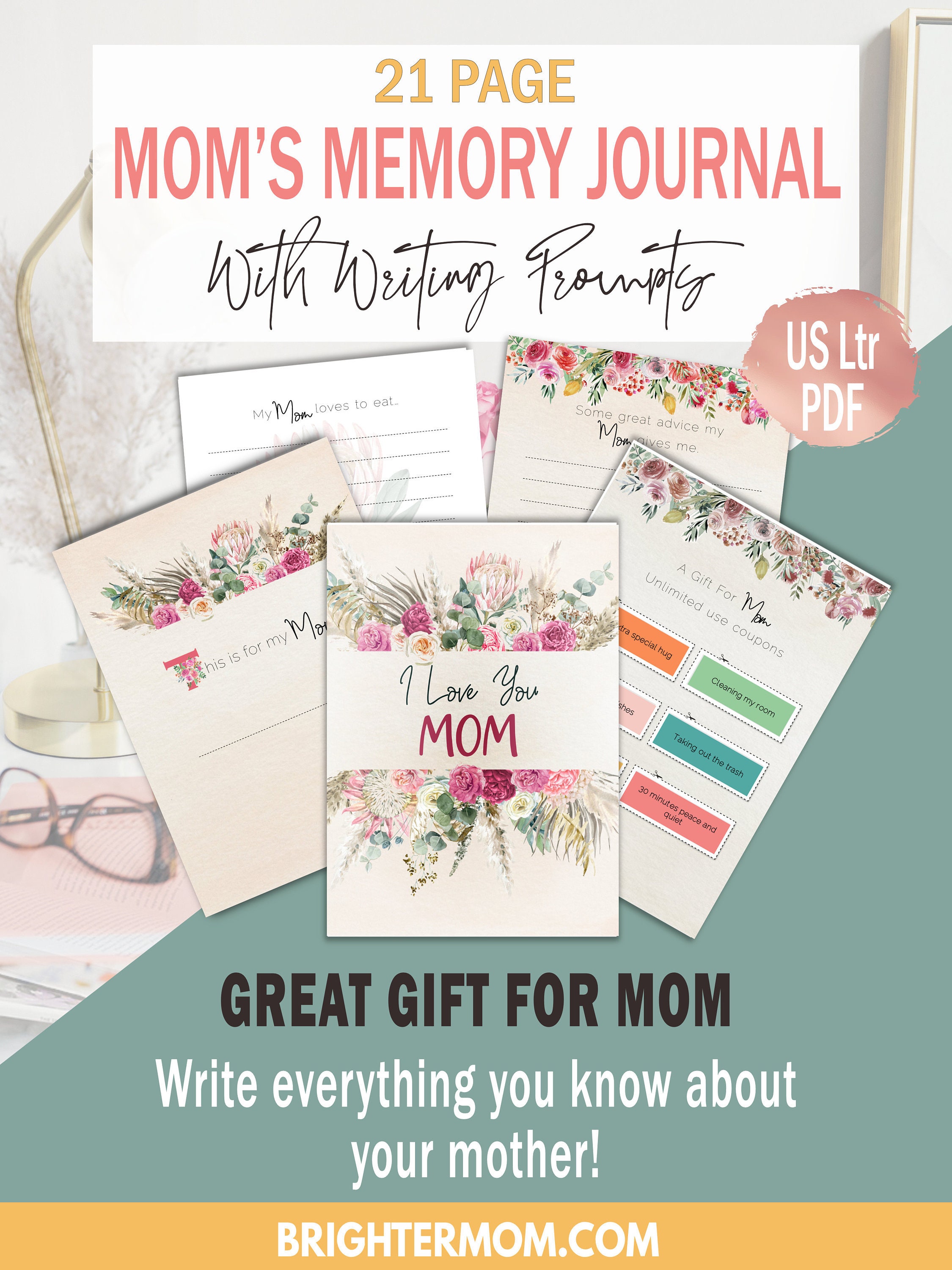 Journal for Mom Printable | Memory Journal | Writing Journal for Women ...