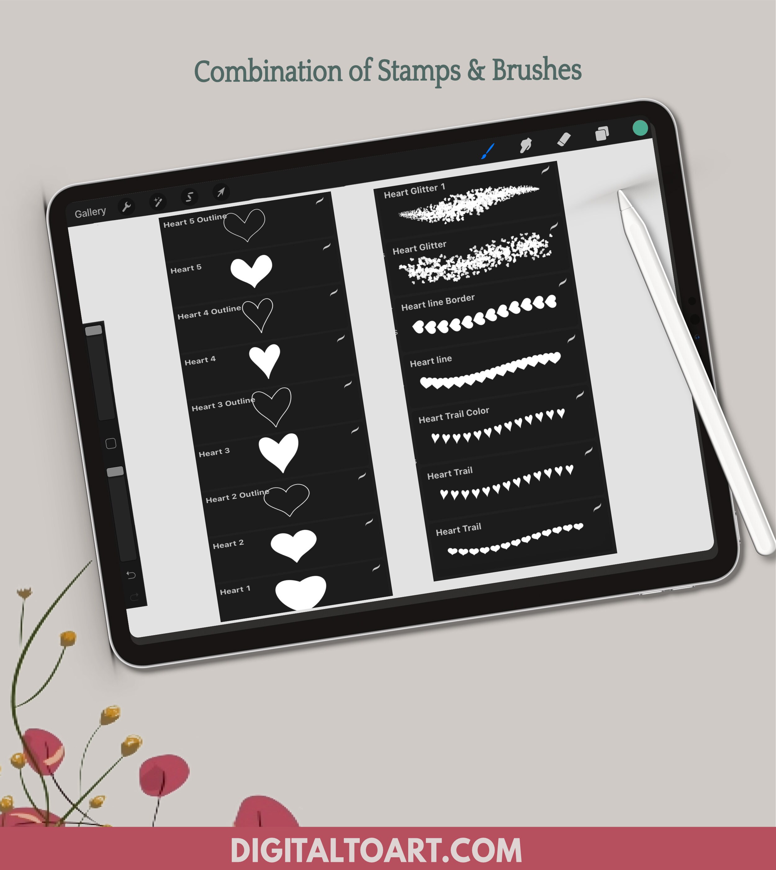 Procreate Stamps / 43 Heart Stamps and Brushes / Procreate - Etsy UK