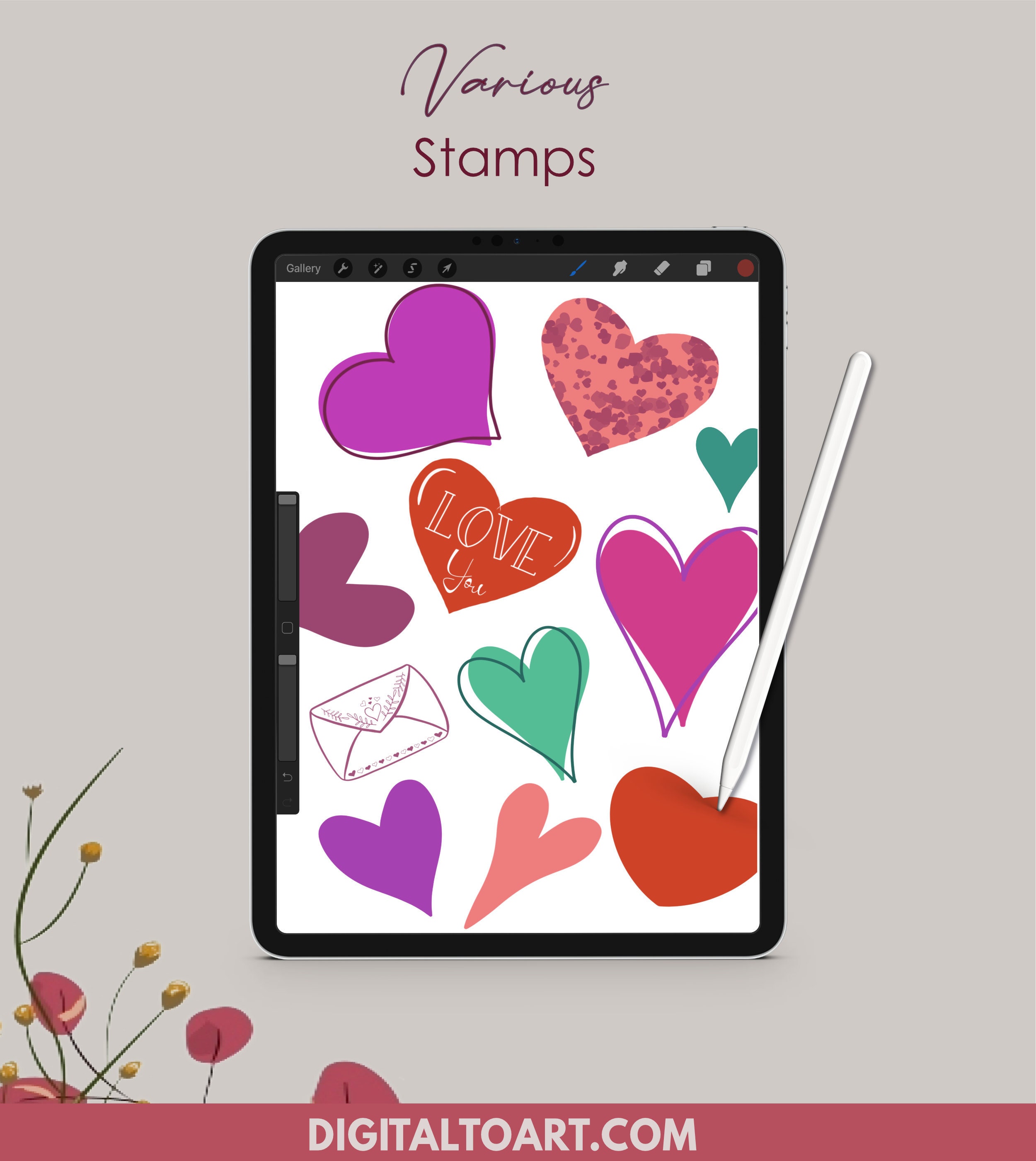 Procreate Stamps / 43 Heart Stamps and Brushes / Procreate - Etsy UK