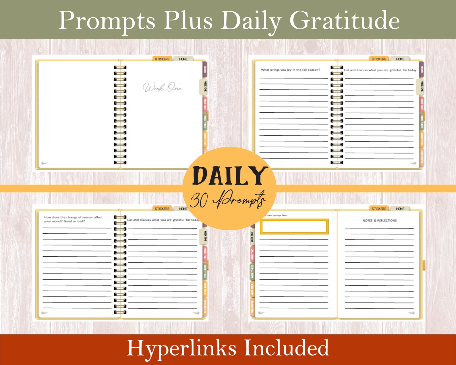 Digital Journal (30 Day) Including Digital Stickers / Digital Gratitude ...
