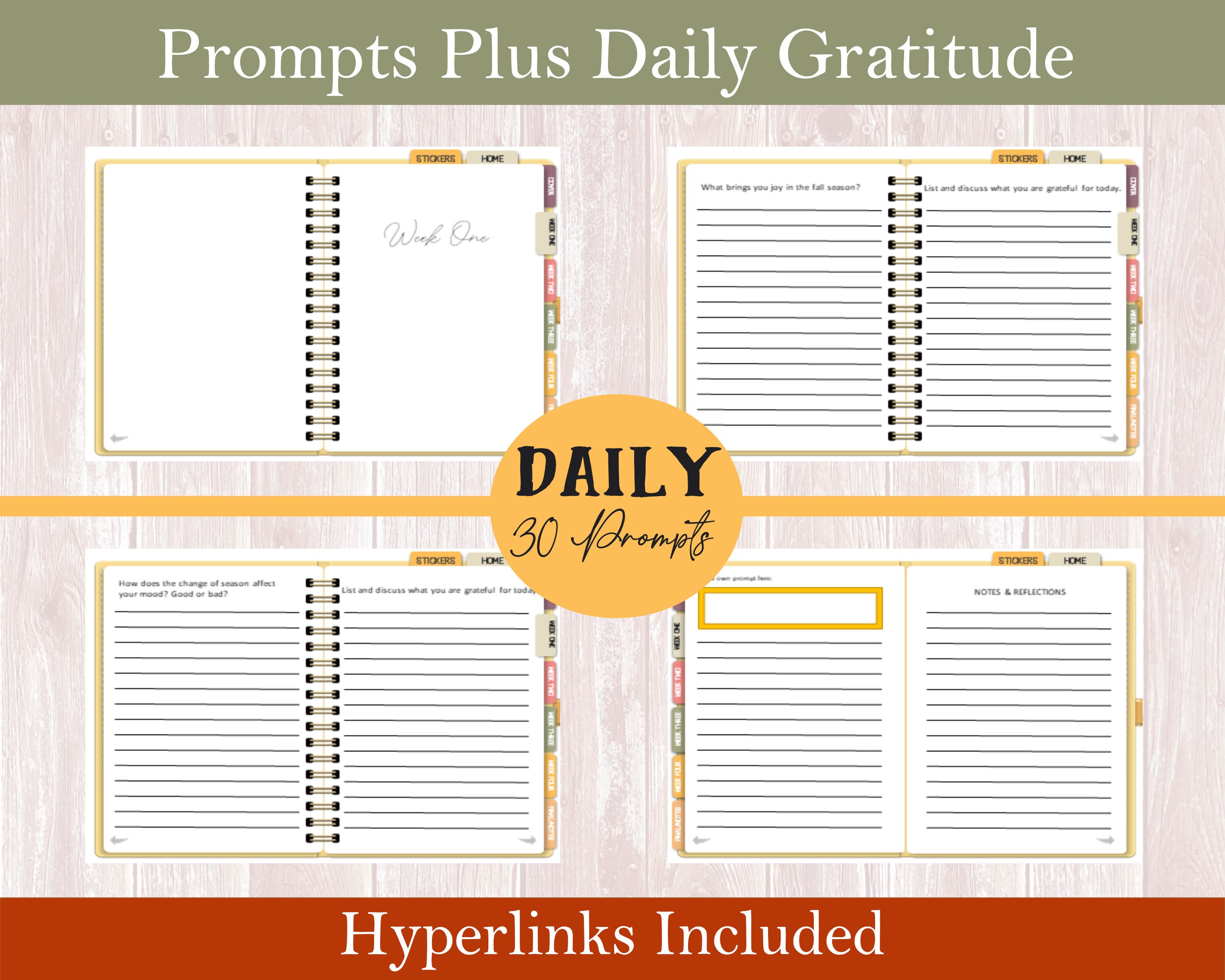 Digital Journal (30 Day) Including Digital Stickers / Digital Gratitude ...