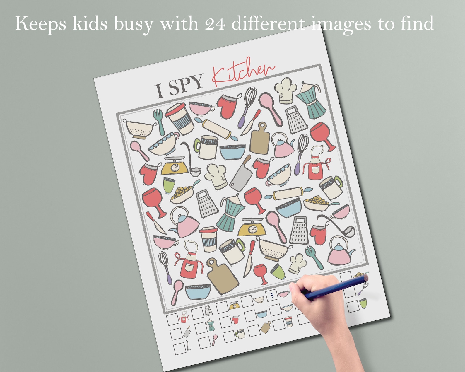 I Spy Game Printable / Kitchen Illustrations / Classroom Activity / 8 ...
