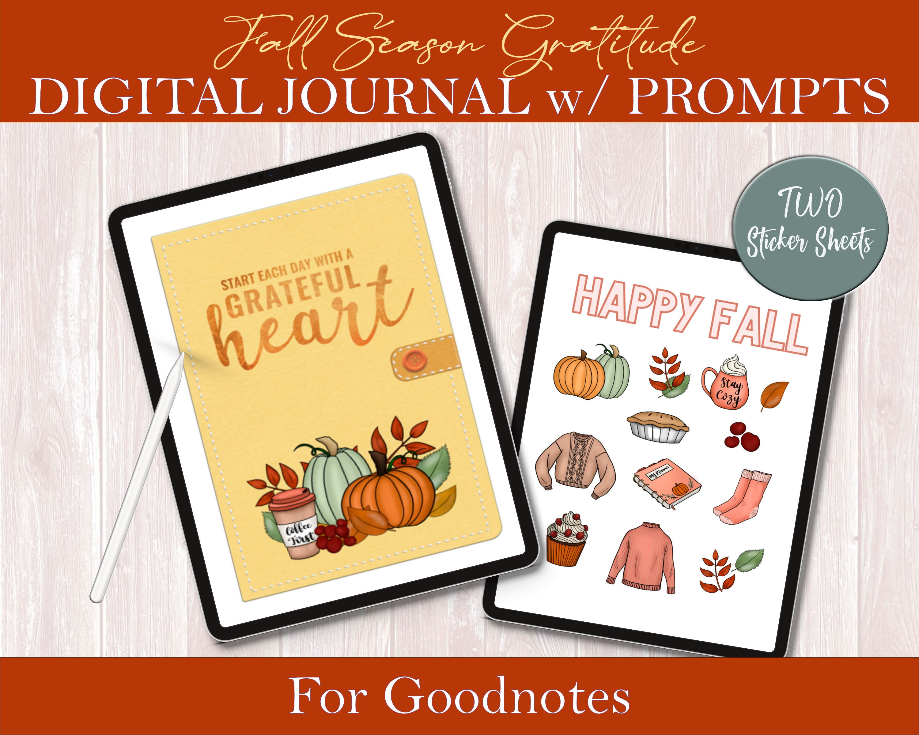 Digital Journal (30 Day) Including Digital Stickers / Digital Gratitude ...