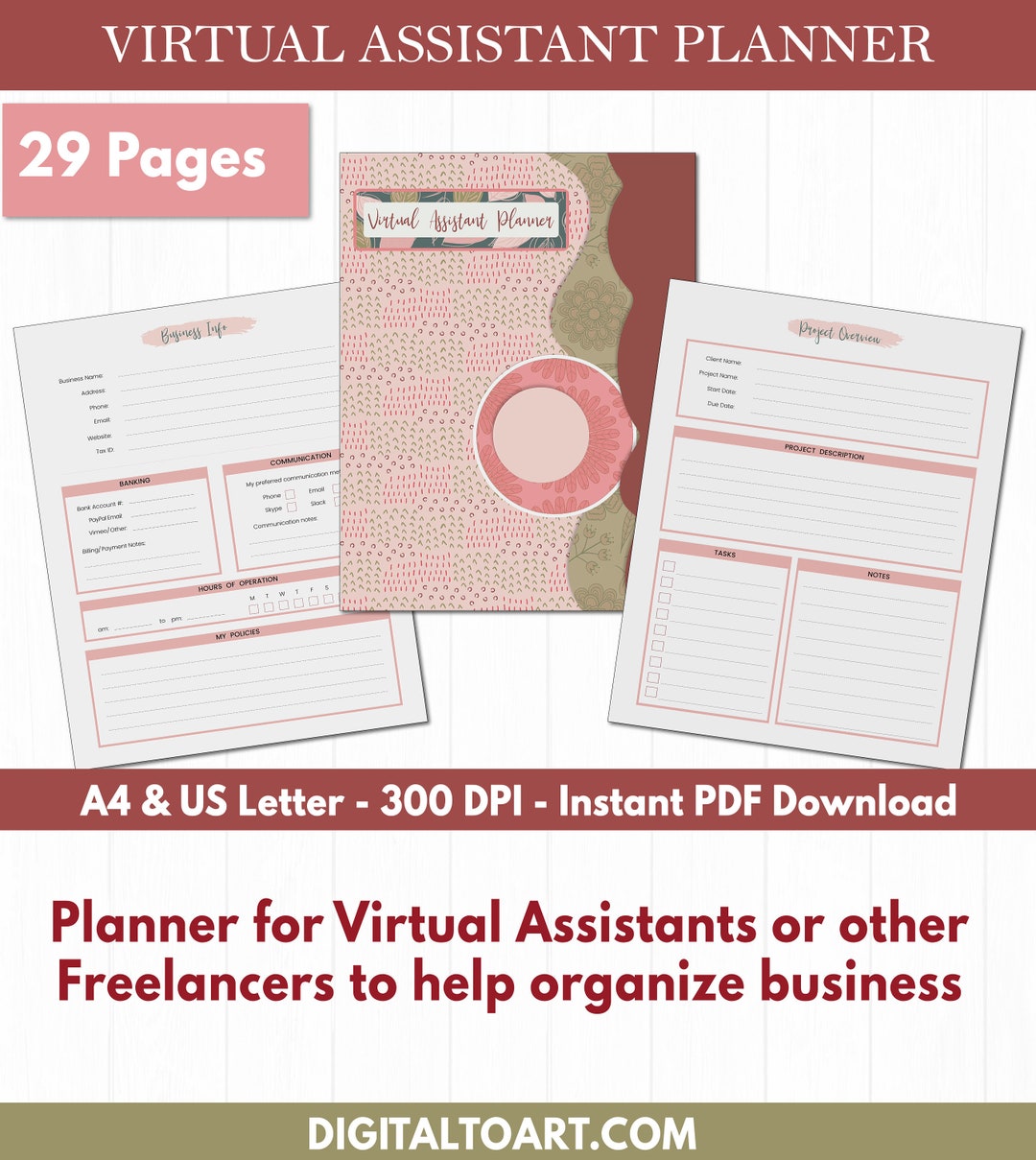 Virtual Assistant Planner / Planner for Small Business / Entrepreneur ...