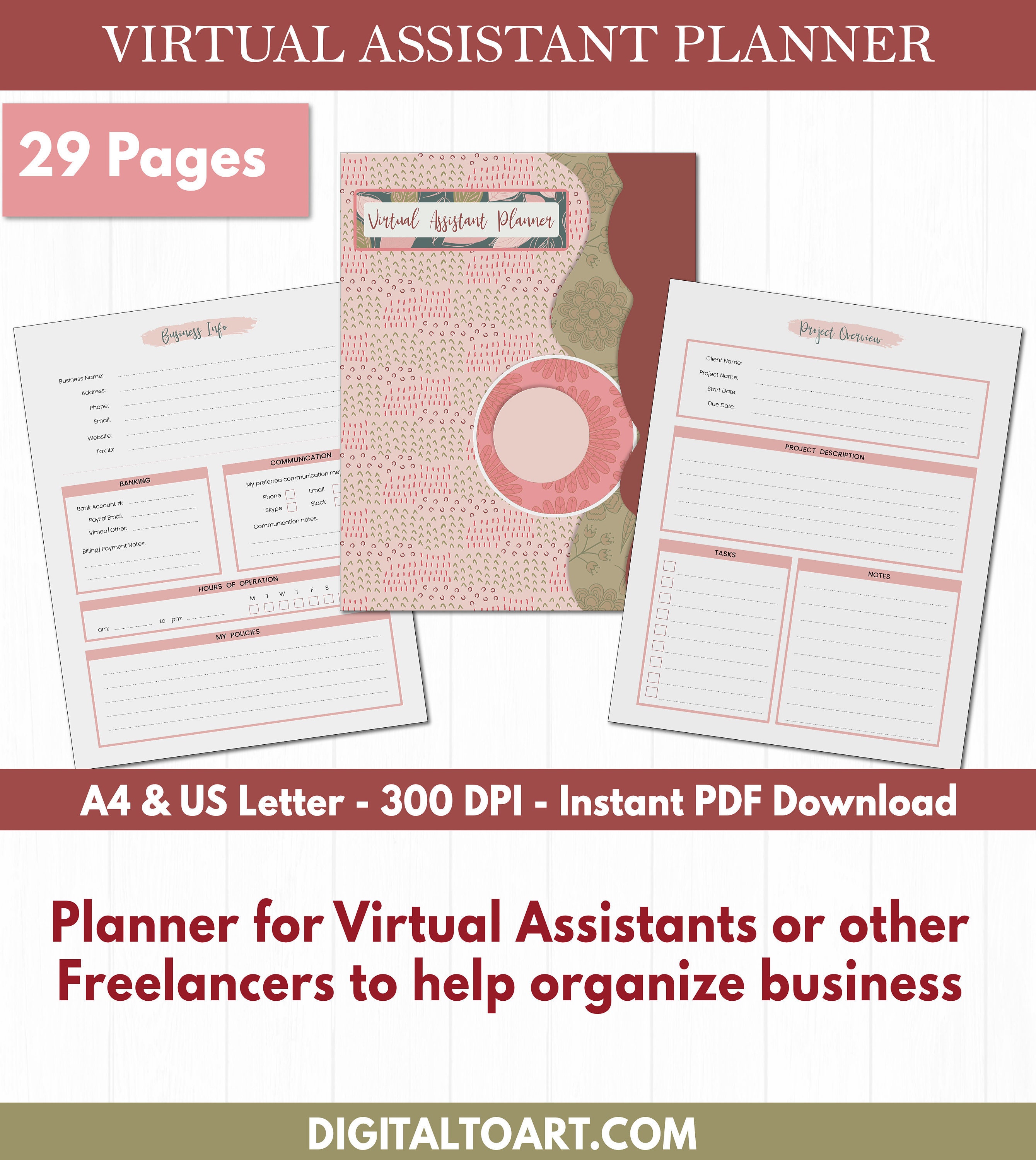 Virtual Assistant Planner / Planner for Small Business / Entrepreneur ...