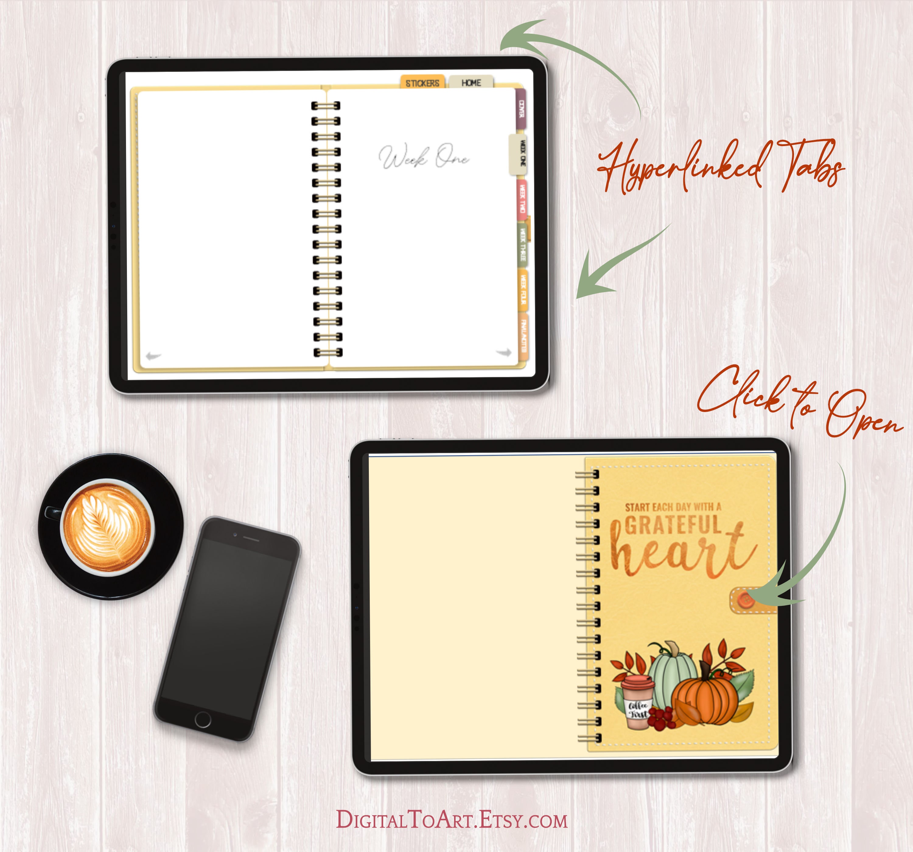 Digital Journal (30 Day) Including Digital Stickers / Digital Gratitude ...