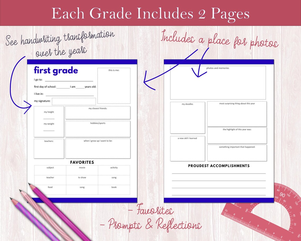 Printable School Memory Book / Keepsake Journal / Pre-k - Graduation ...