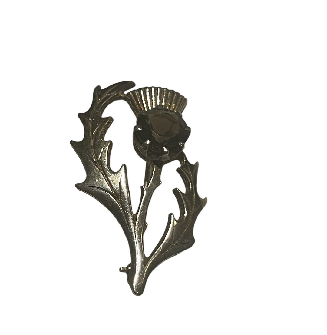 Vintage Orkney Silver and Citrine Thistle Brooch 45mm X 25mm by Malcolm ...