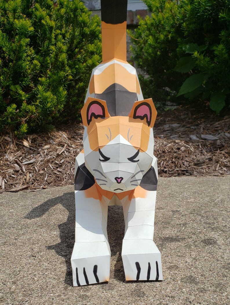 Streching Cat Buildable DIY Papercraft Printable Template - Etsy