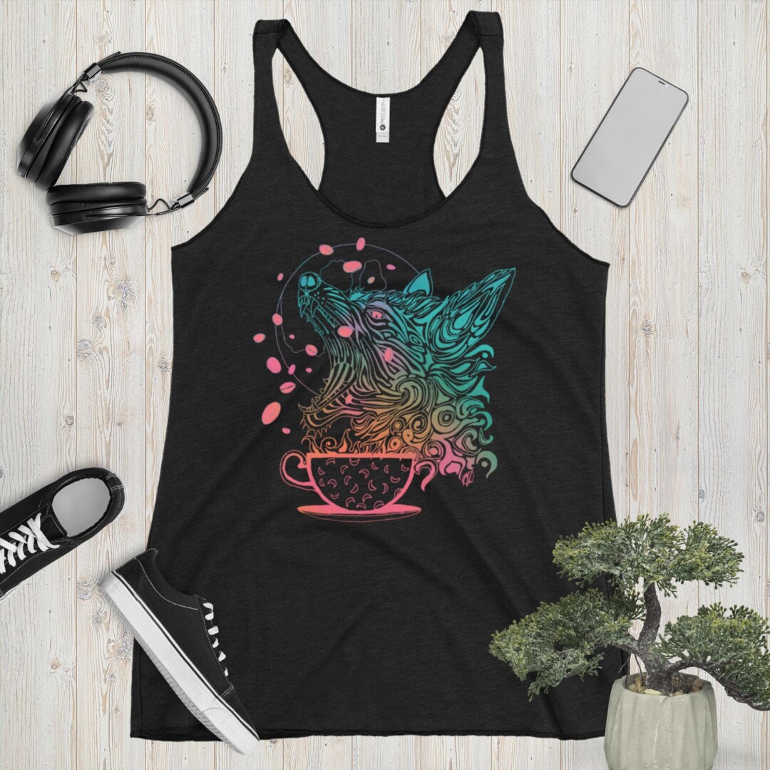 Coffee/tea Wolf hot Cuppa Women's Racerback Tank - Etsy