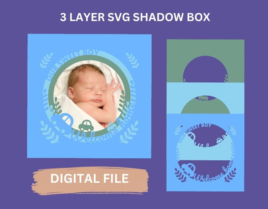 3D Baby Boy Newborn Shadow Box, Baby Birth Shadow Box, SVG, Files for ...