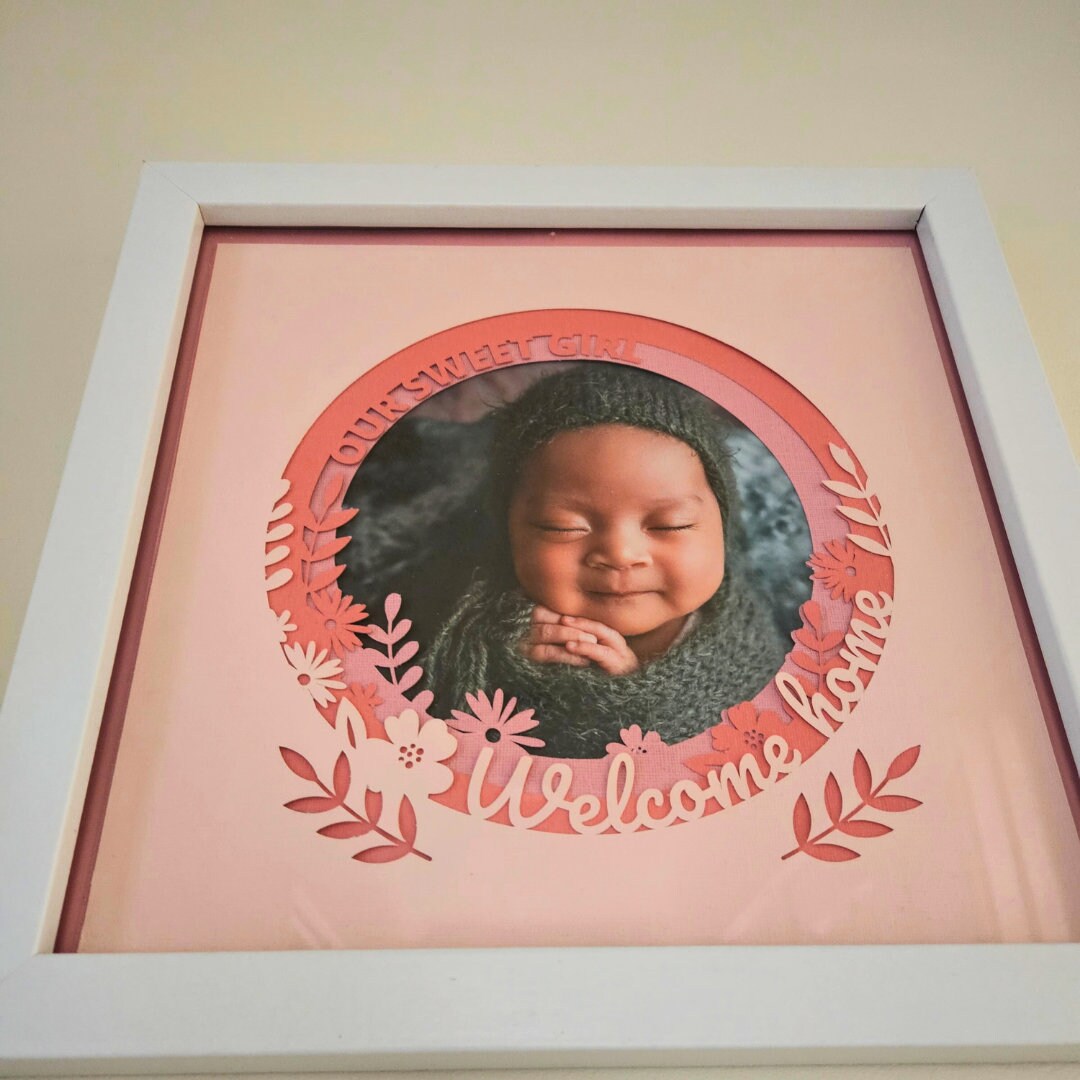Our Sweet Baby Girl Newborn Layered SVG Shadow Box, Baby Birth Shadow ...