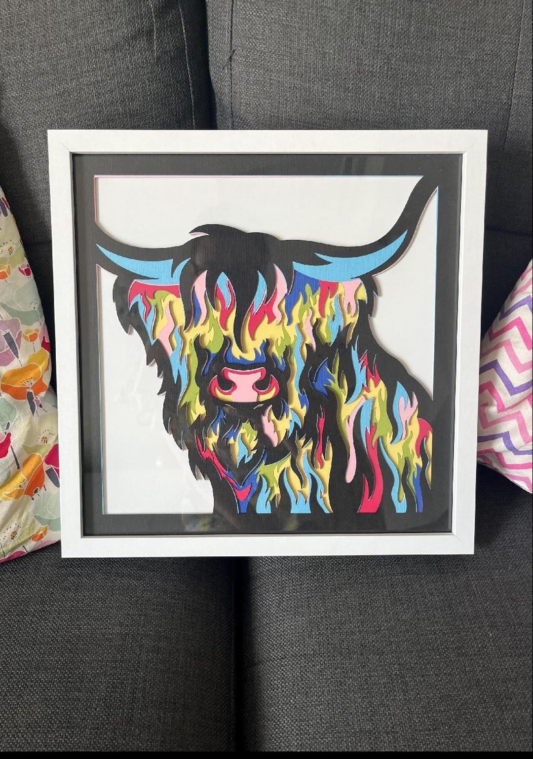 Highland Cow 3D Layered SVG for Cricut Cardstock | Colorful Mandala ...