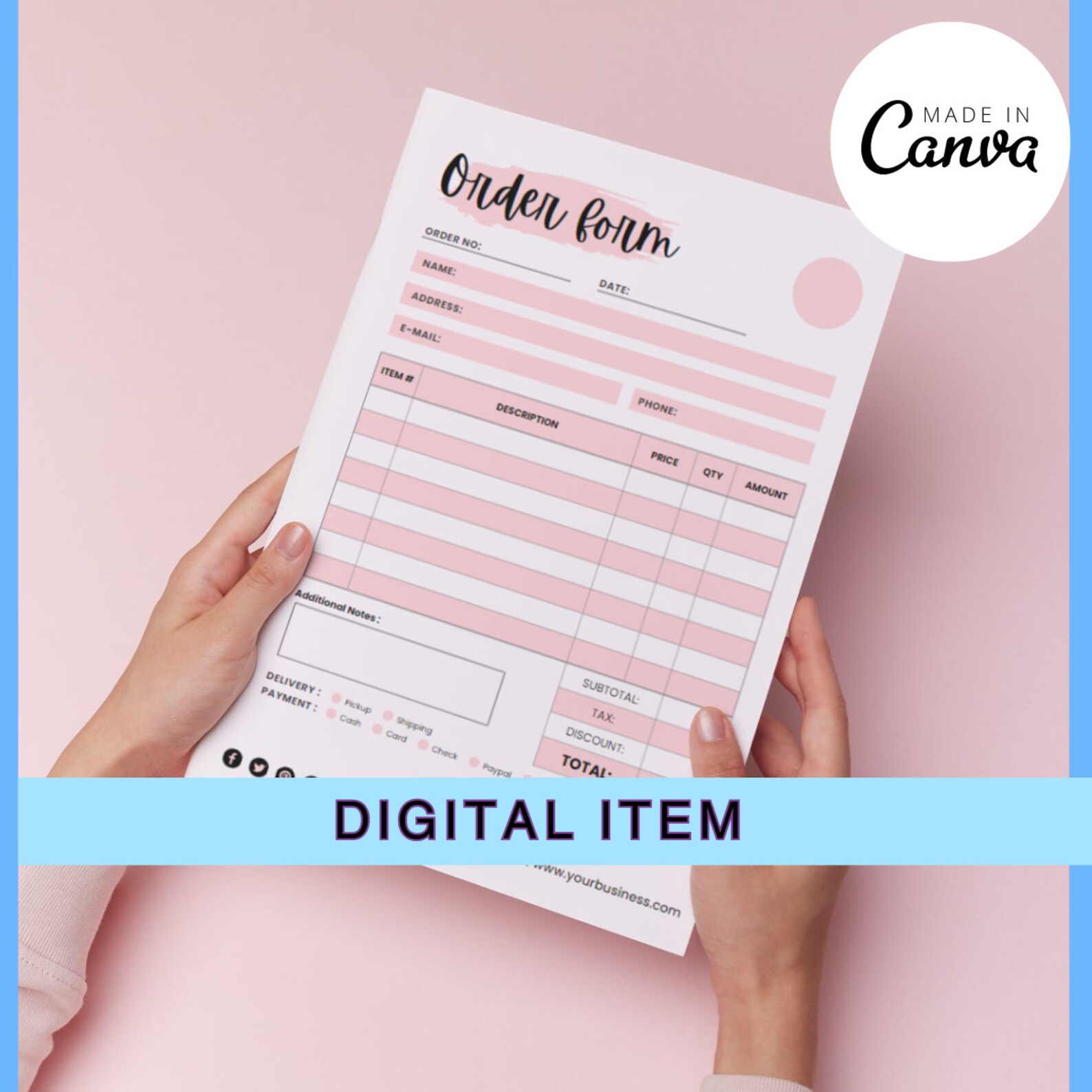 Custom Order Form Template | Purchase Order Form Template | Order Form ...