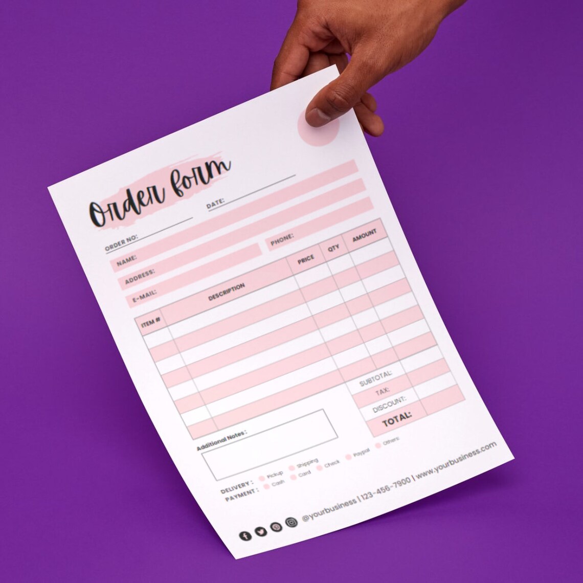 Custom Order Form Template | Purchase Order Form Template | Order Form ...