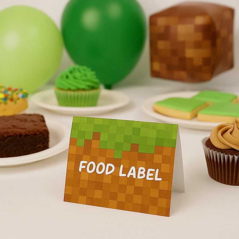 Mining Game Food Labels – Printable Tent Cards for Party Table ...