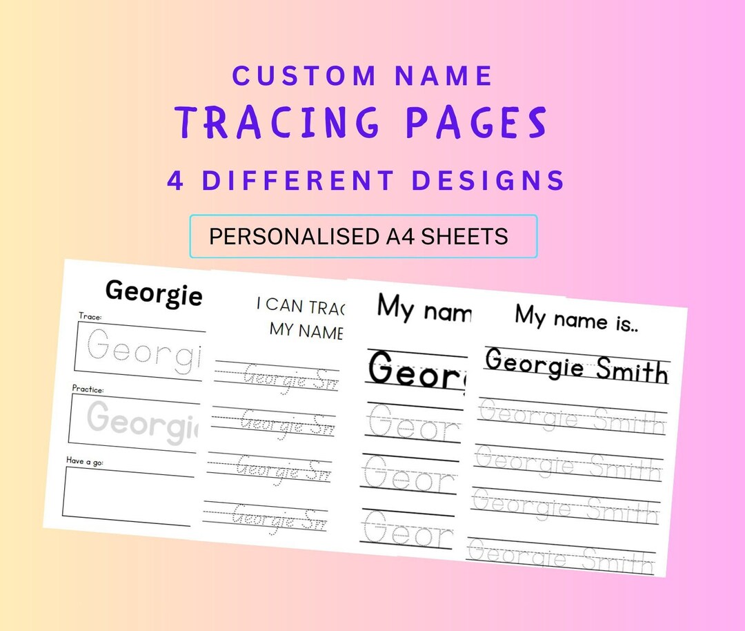 Custom Name Tracing Sheet, Preschool Handwriting Practice (A4 PDF) - Etsy