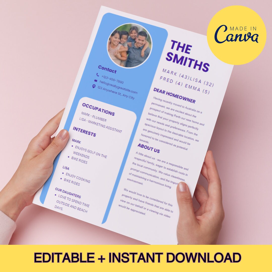 Personalized Family Rental Application Cover Letter - Australia Moving ...
