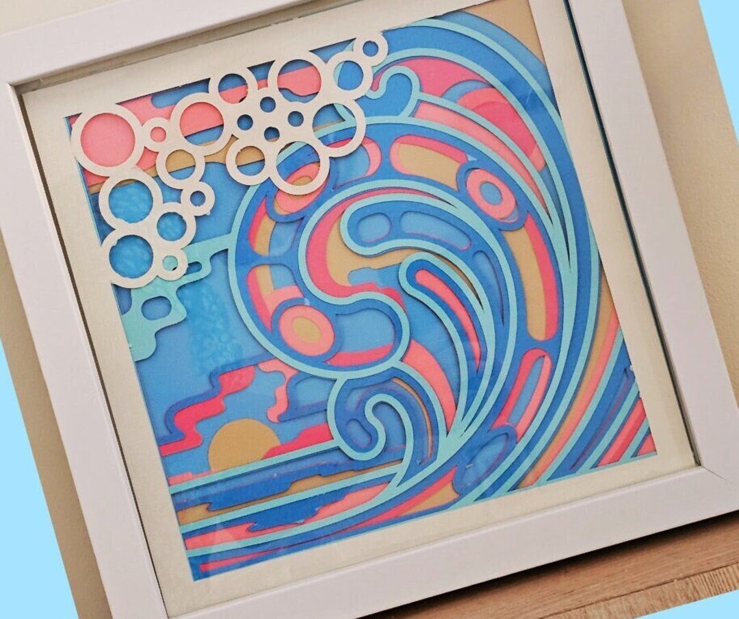 3D Ocean Waves Mandala Shadow Box SVG – Cricut Compatible, Beach Decor ...