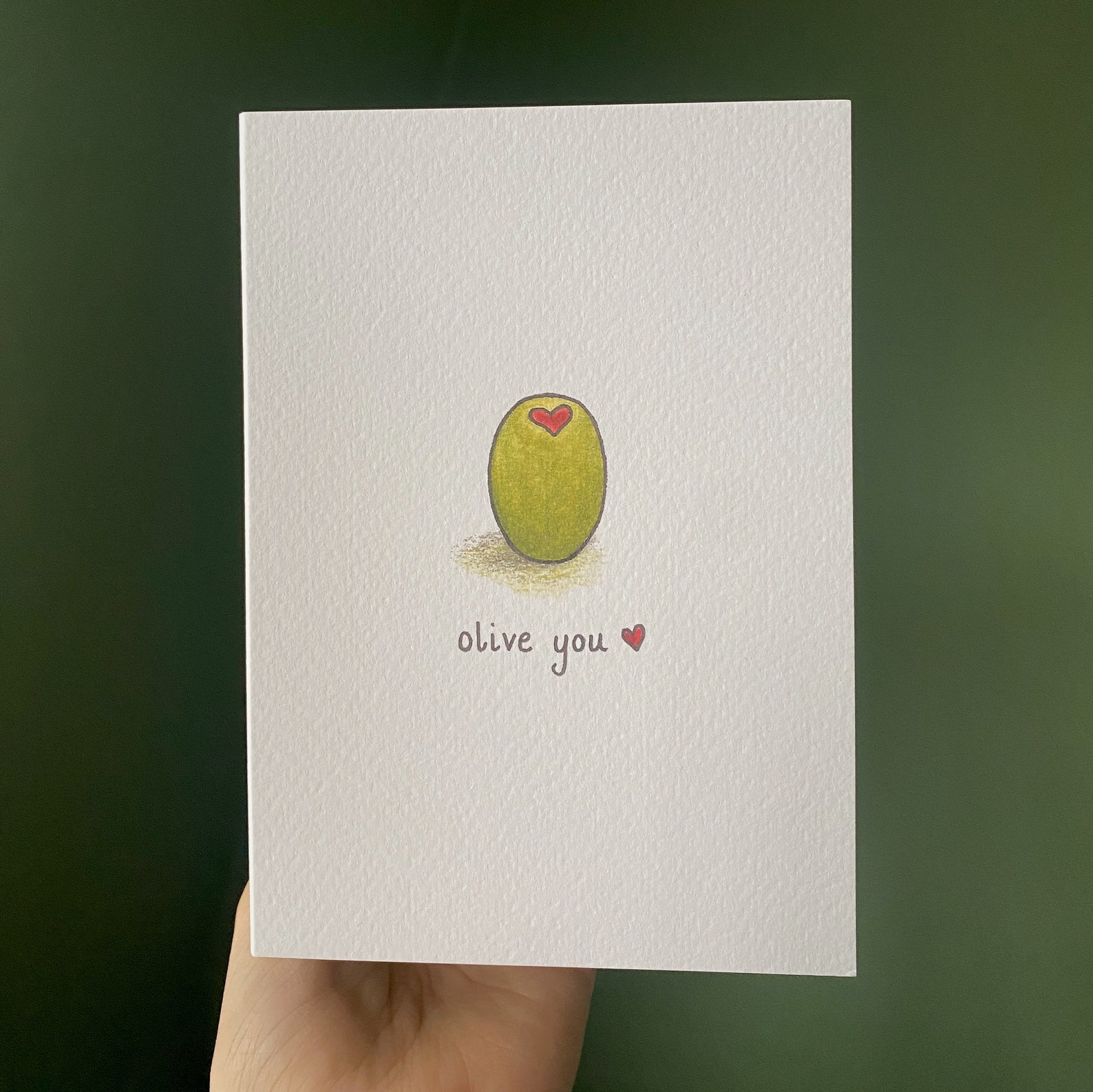 Olive You Watercolor Greeting Card - Anniversary, Valentine's Day - Etsy
