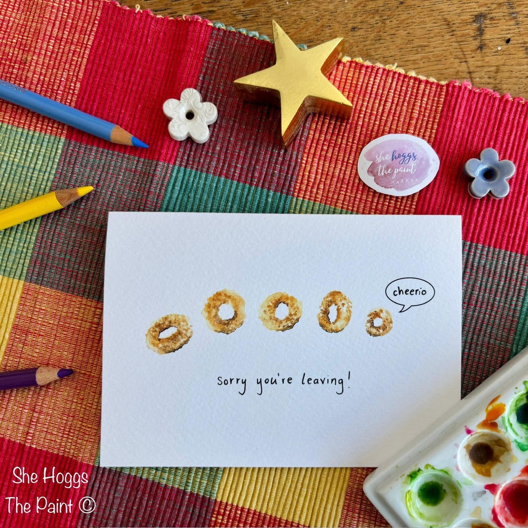 CHEERIO - Sorry You're Leaving Card - Etsy UK