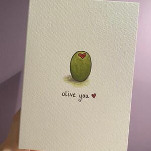 Olive You Watercolor Greeting Card - Anniversary, Valentine's Day - Etsy