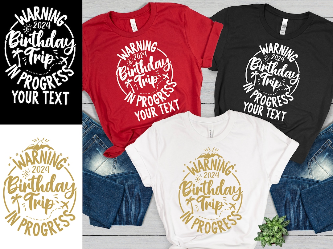 Warning Birthday Trip 2024 in Progress Tshirt, Birthday Squad Travel Shirt, Custom Birthday Trip ...