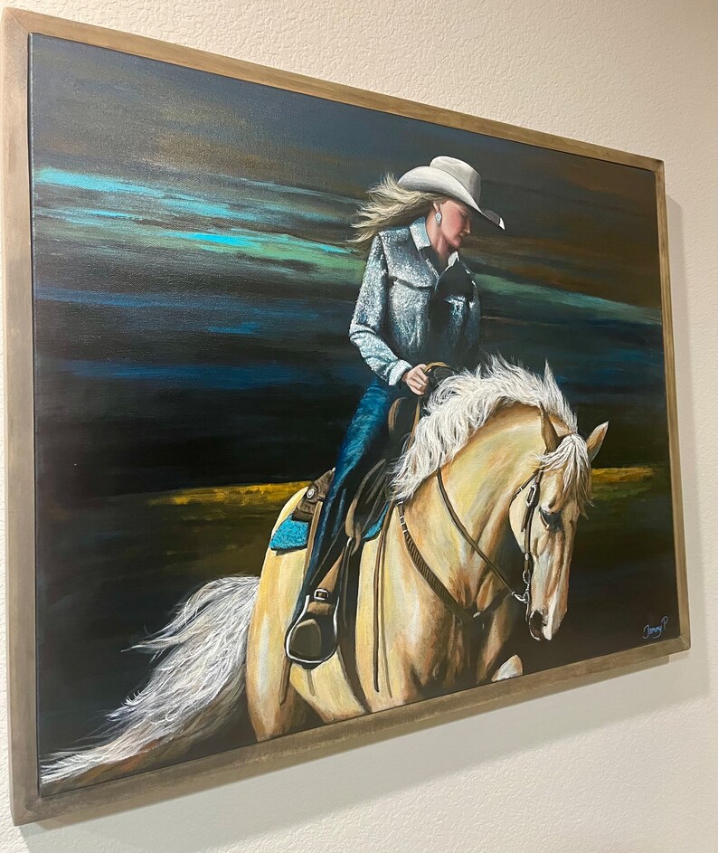 Palomino Horse With Blonde Rider two Blondes 24x30 Cowgirl Painting ...
