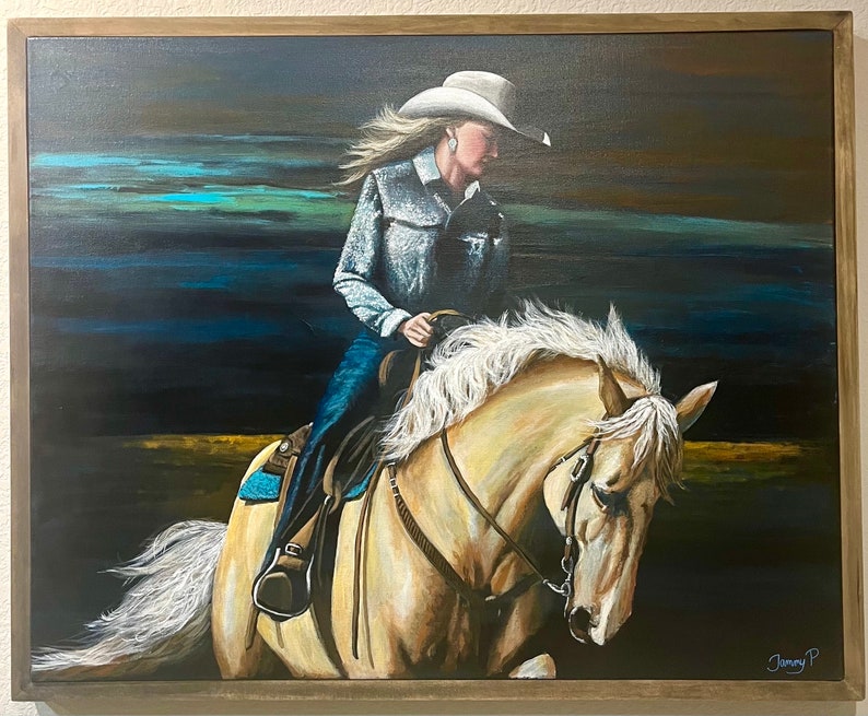 Palomino Horse With Blonde Rider two Blondes 24x30 Cowgirl Painting ...