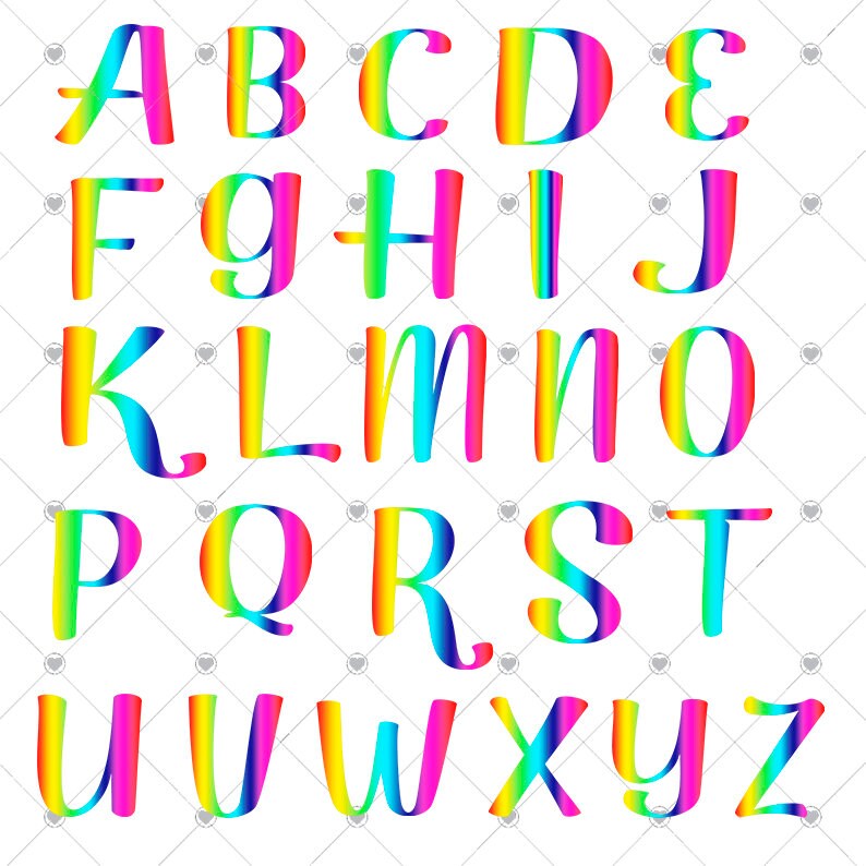 Rainbow Alphabet/rainbow Clipart/rainbow Alphabet Digital/rainbow ...