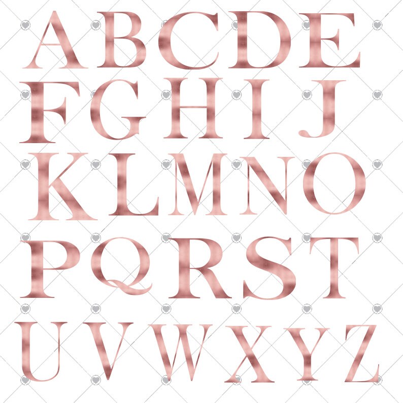Rose Gold Alphabet/rose Gold Clipart/rose Gold Alphabet Digital/rose ...