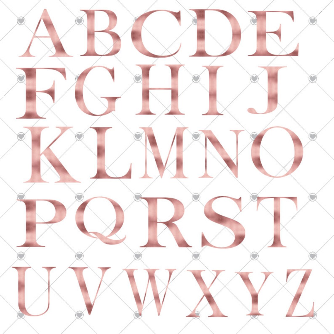 Rose Gold Alphabet/rose Gold Clipart/rose Gold Alphabet Digital/rose ...