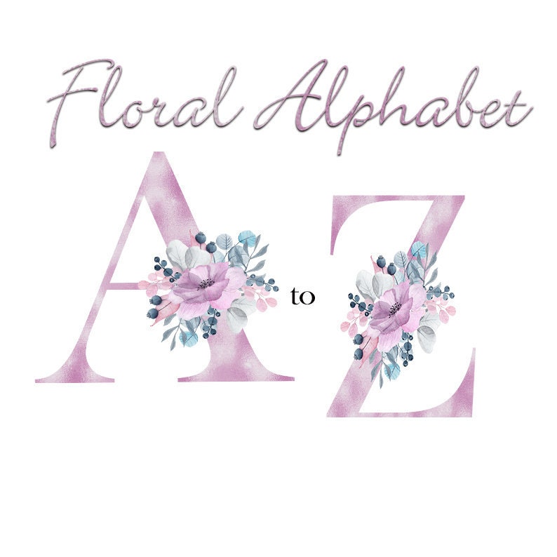 Floral Alphabet/wedding Alphabet/wedding Floral Alphabet/digital Floral ...