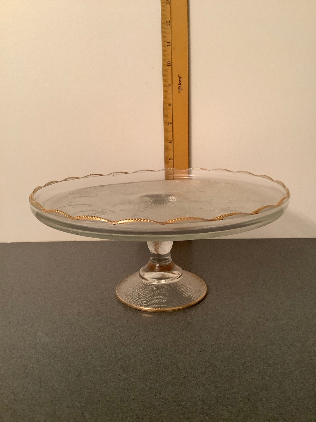 Harp Depression Glass Pedestal Cake Plate - Etsy