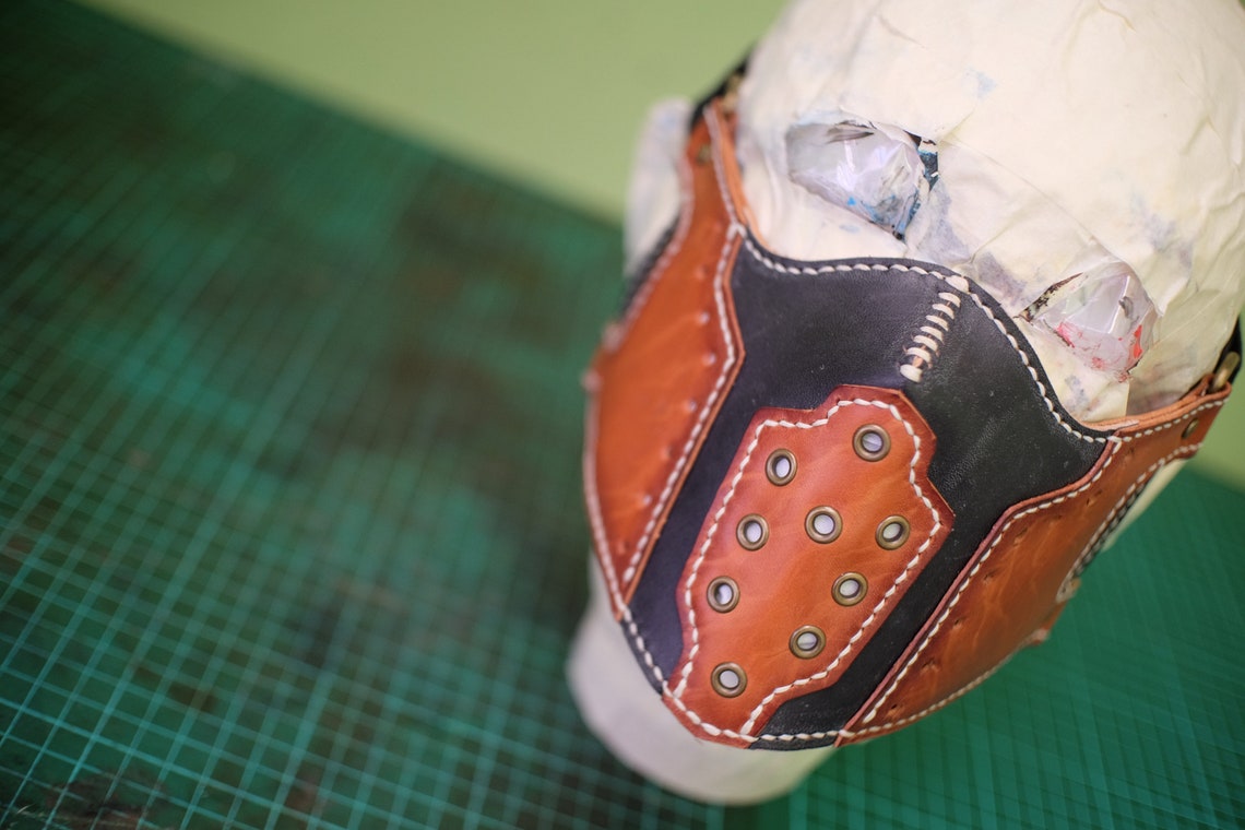 PATTERN LEATHER MASK Crn | Etsy