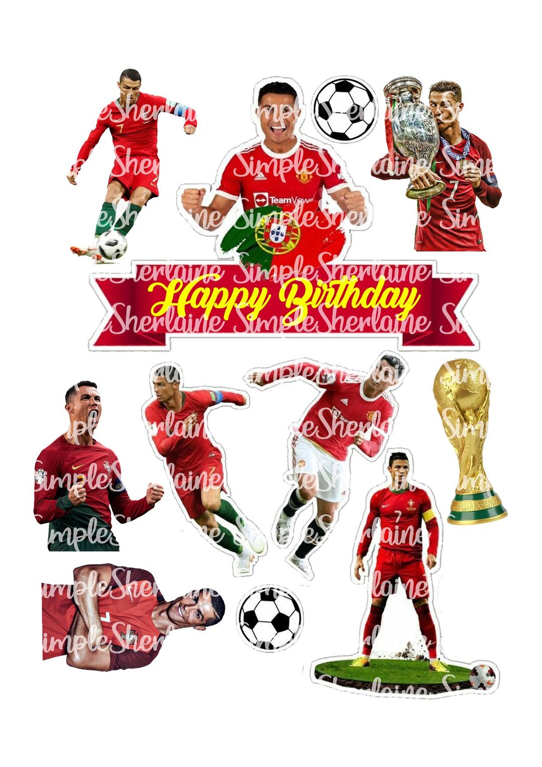 Popular Soccer Player Birthday Cake Topper Set Digital Copy - Etsy