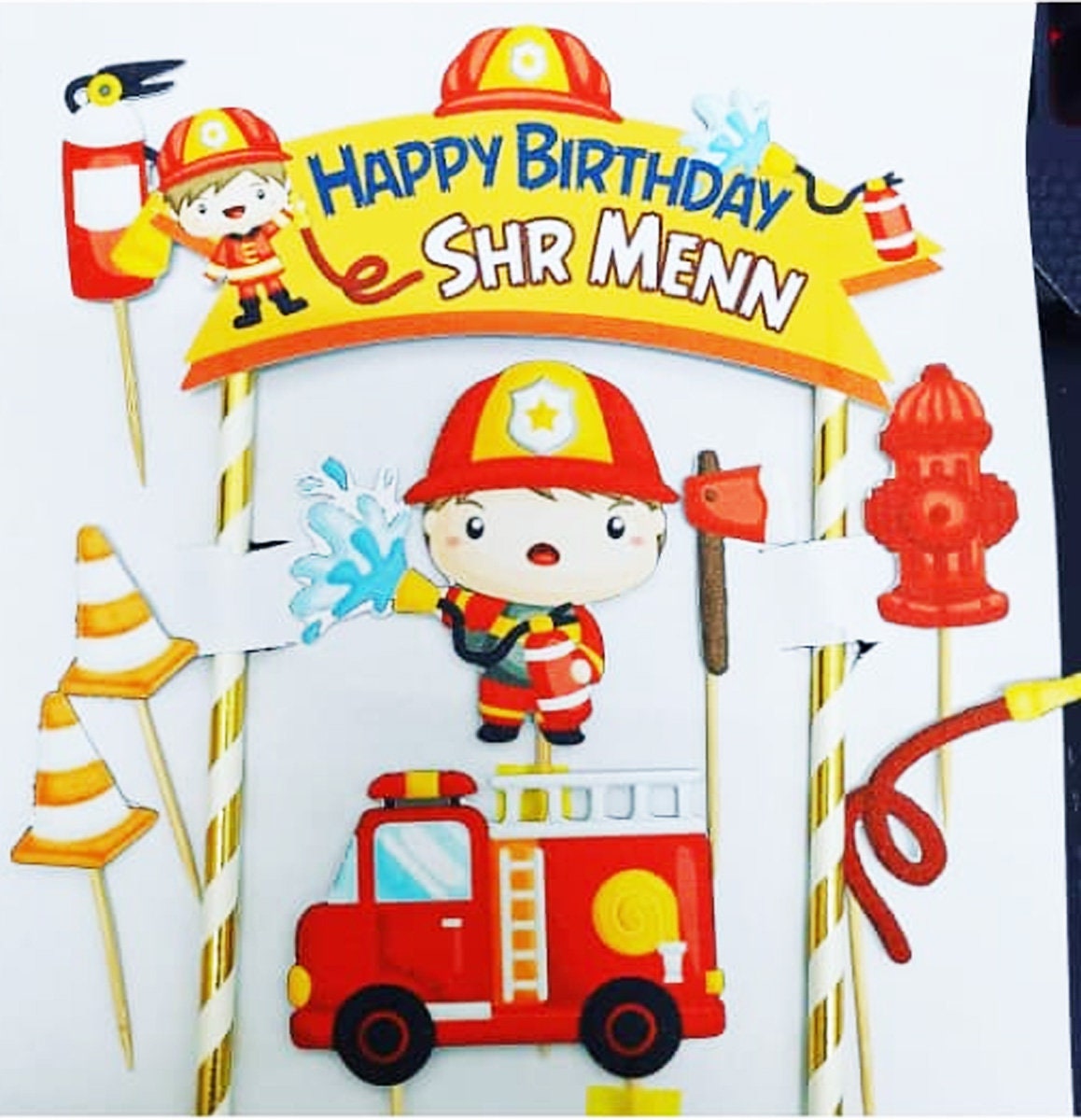 Fire Engine Topper Set Customizable Name Digital Copy - Etsy