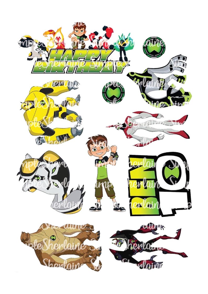 Ben 10 Birthday Printable Cake Topper Set Digital - Etsy