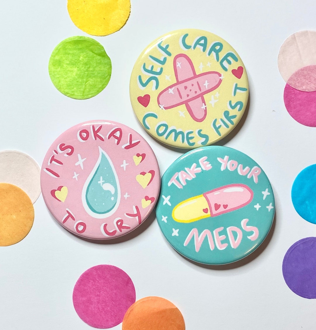 Take Care Badges - Etsy