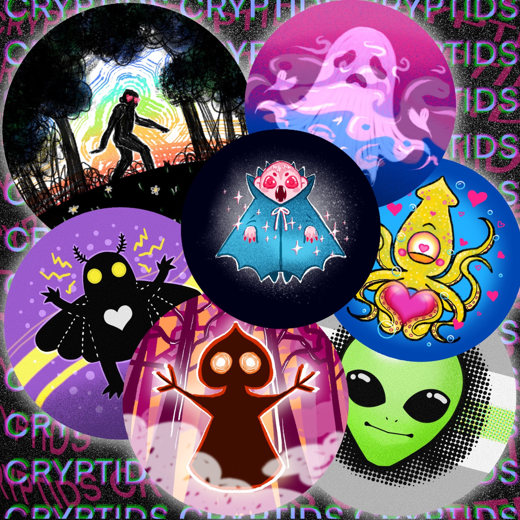 Cryptid // LGBT Pride Pins 45mm Button Badges - Etsy