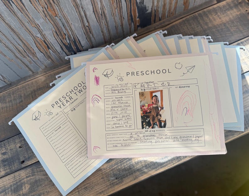 School Years Printable Keepsake Memory Templates for File Folders - Etsy