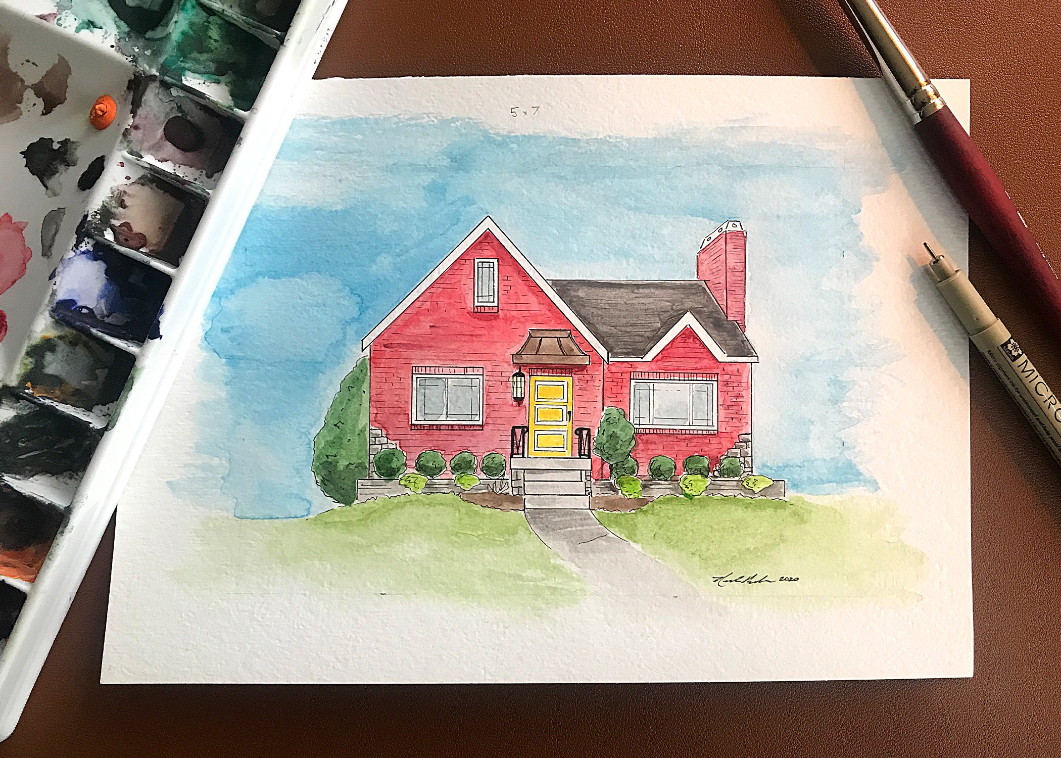Custom Water Color Home Drawing - Etsy