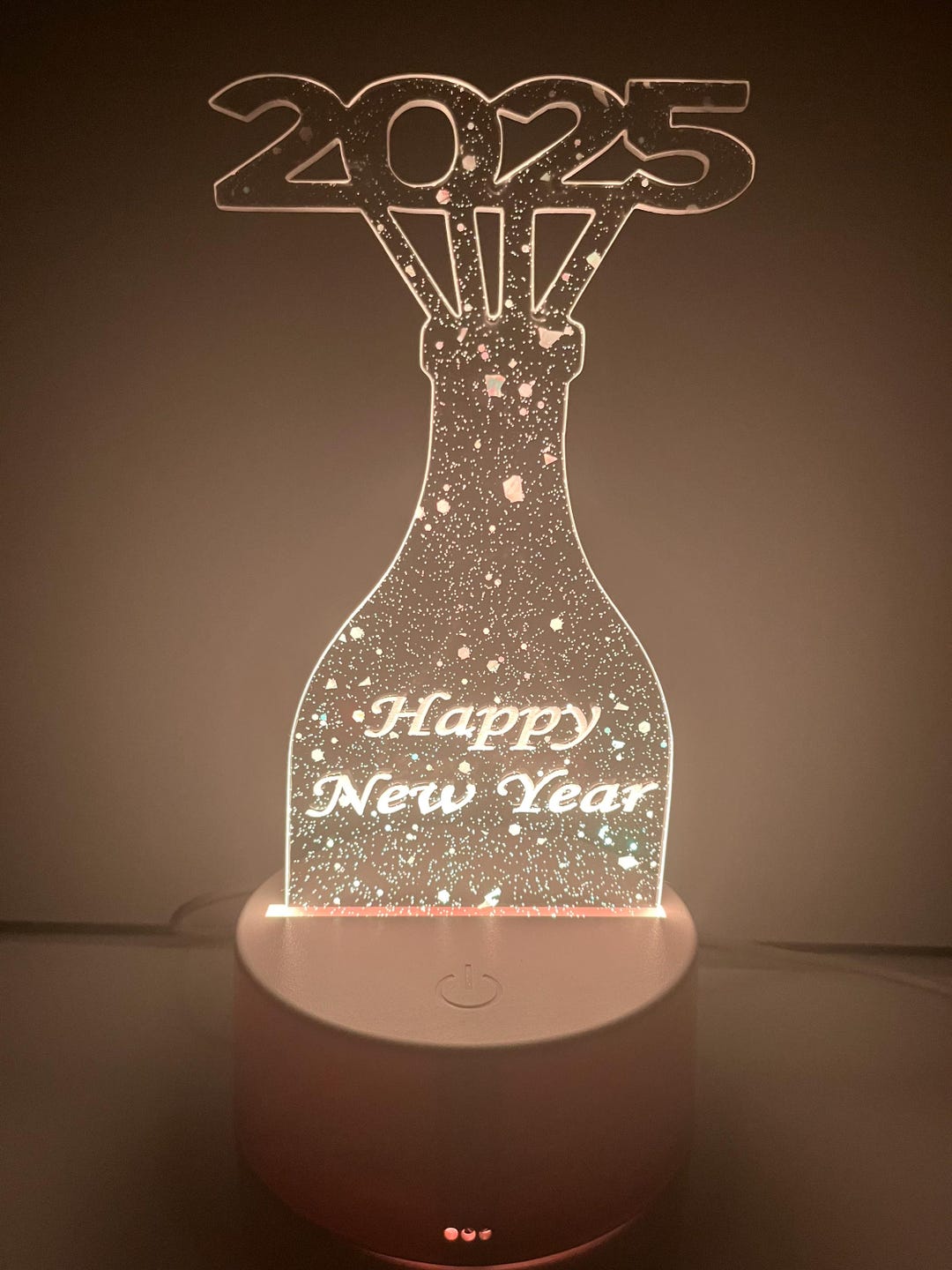 Happy New Year 2025 Champagne Bottle Multi Color Changing LED Light ...
