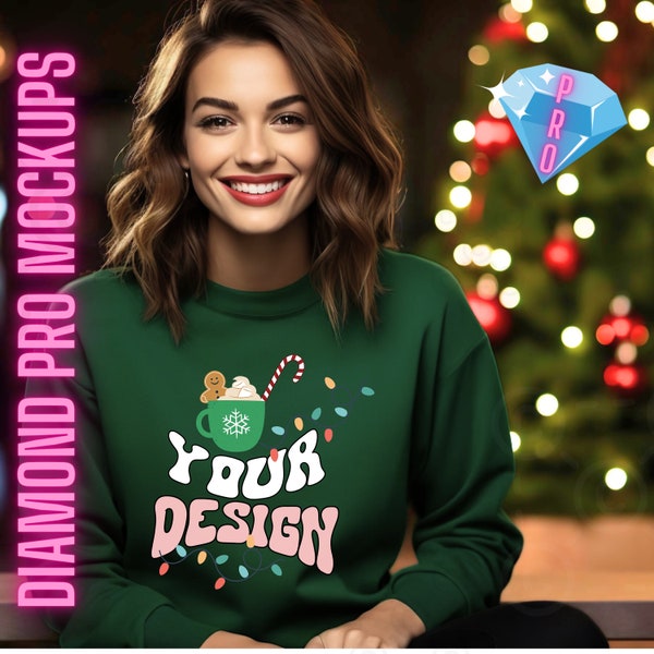 Mockup Forest Green Background Christmas - Etsy