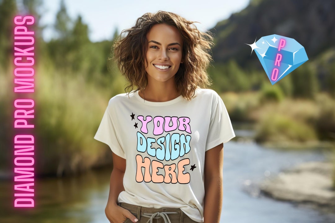 Hiking Mockup Cream T-shirt Mock up Woman Model Female Mock up ...