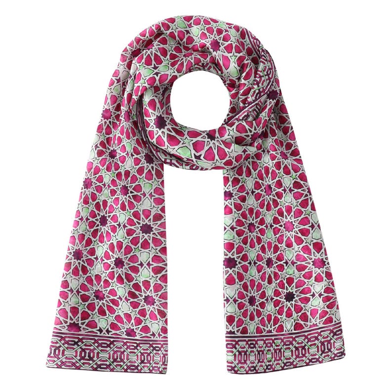 Mulberry Silk Scarf Inspired by Spanish Tiles From the Alhambra of ...