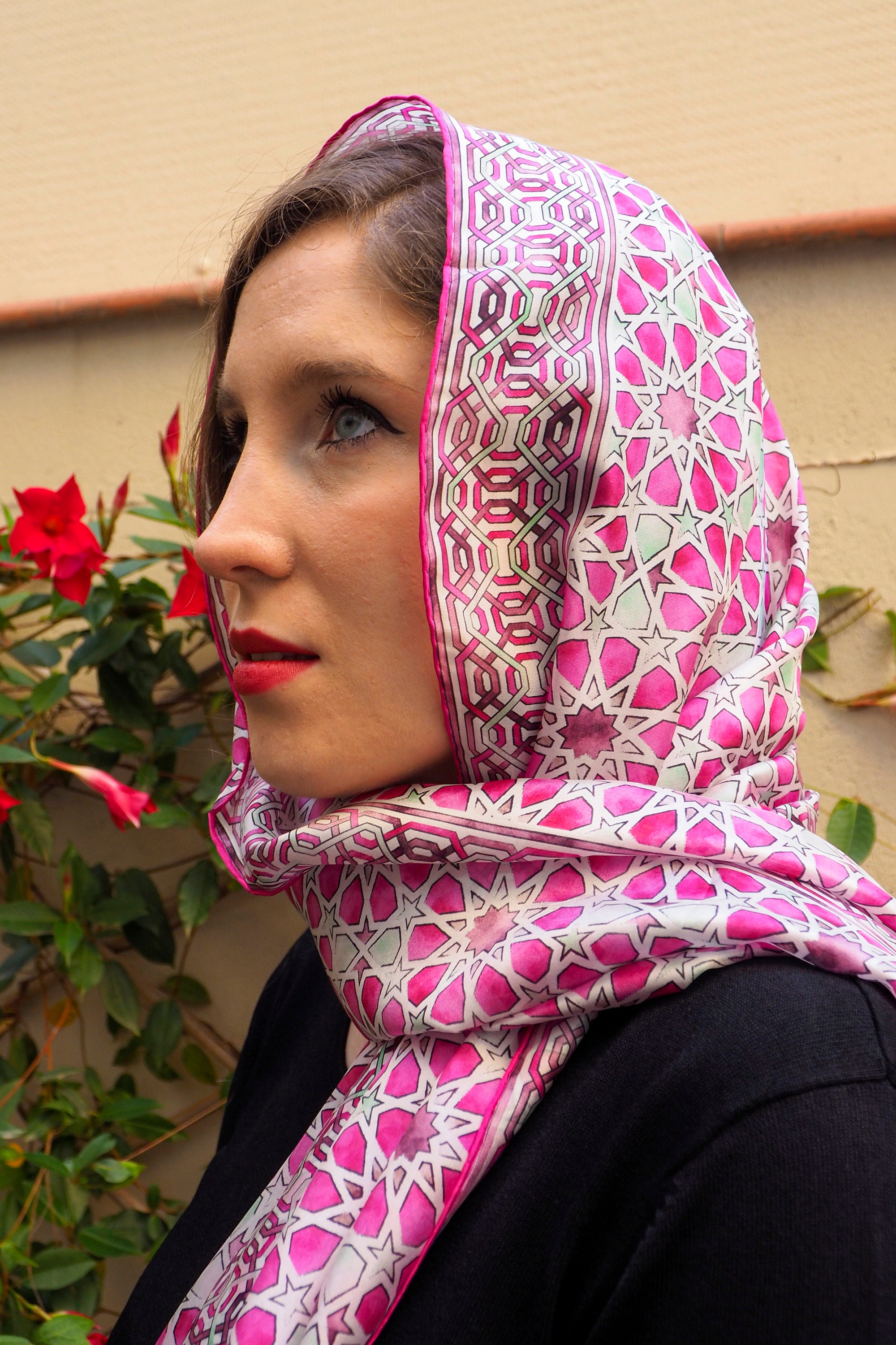 Mulberry Silk Scarf Inspired by Spanish Tiles From the Alhambra of ...