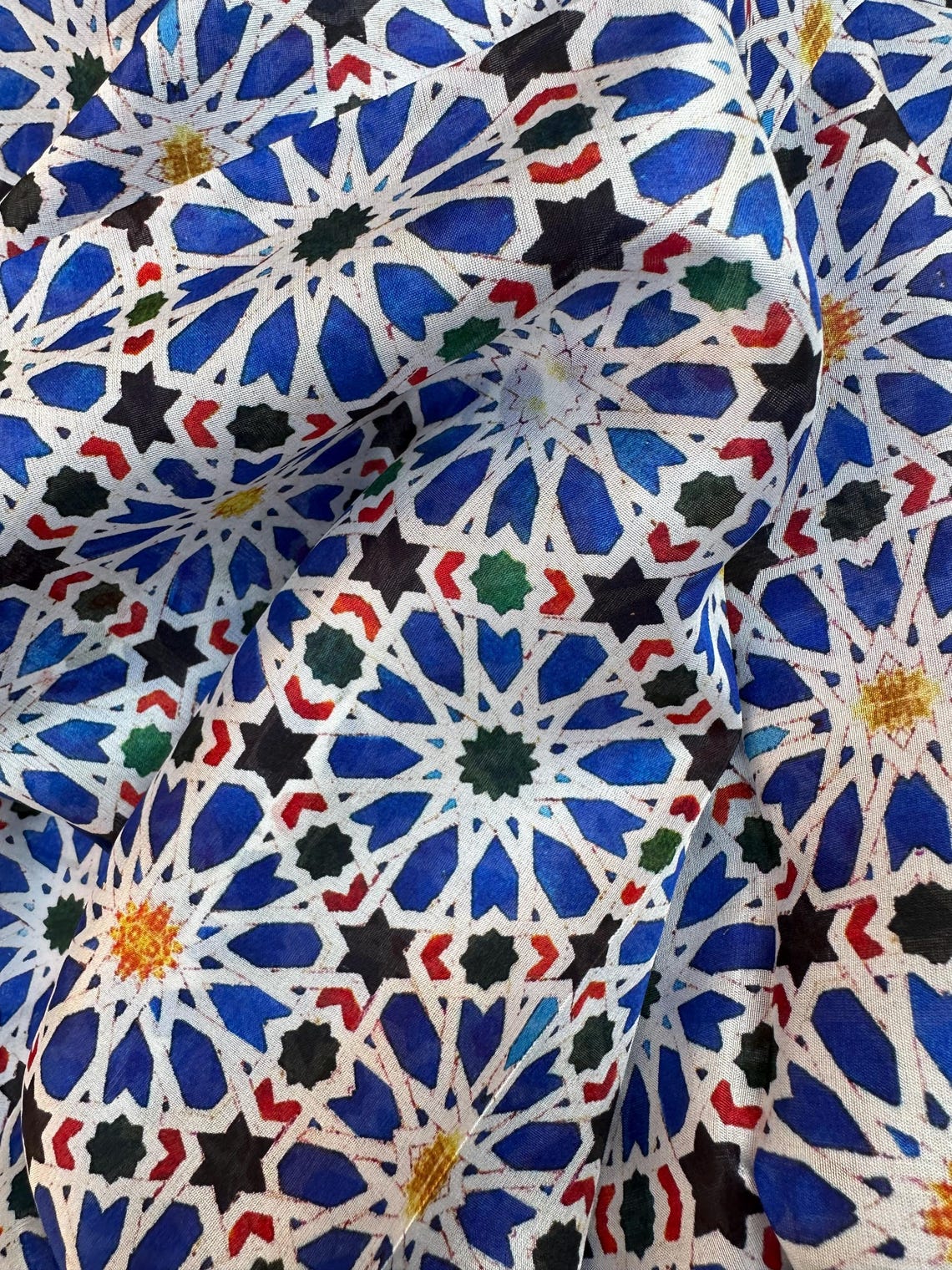 Womens Silk Scarf Inspired by Moroccan Tiles, Alhambra Palace Print ...