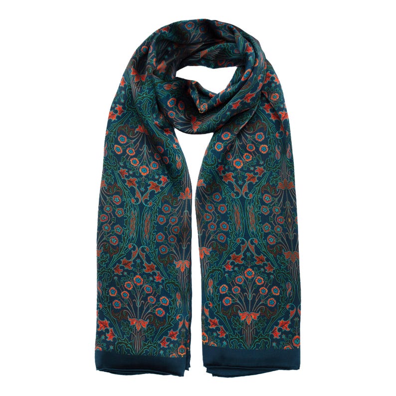 Mens Silk Scarf Navy Blue Art Deco Print, Large Elegant Foulard for Him ...